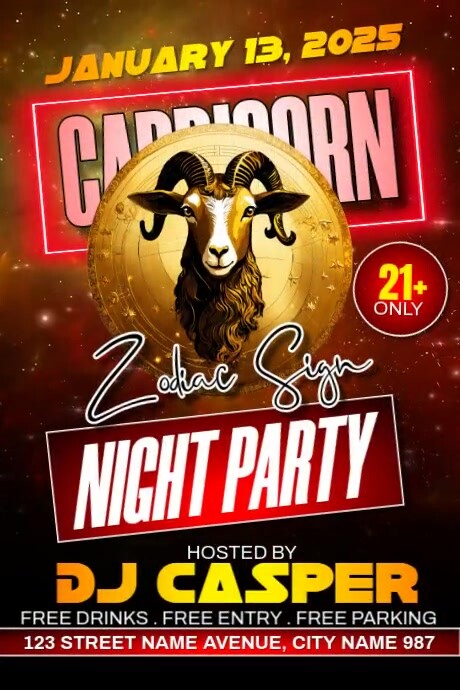 Capricorn Zodiac Night Template | PosterMyWall