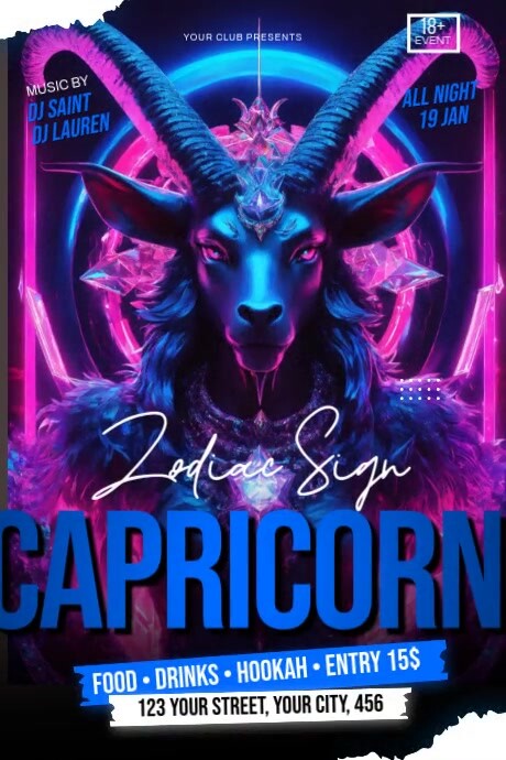 Capricorn Zodiac Sign Template | PosterMyWall