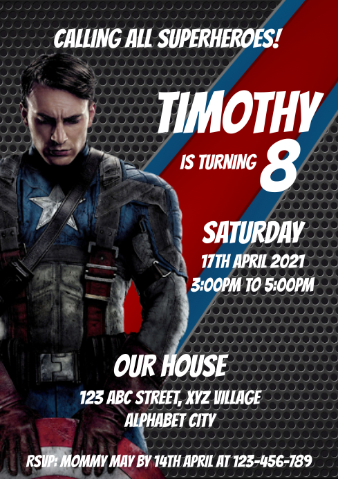 Captain America Birthday Invitation Template | PosterMyWall