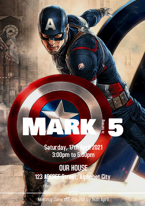 Captain America Birthday Invitation Template | PosterMyWall