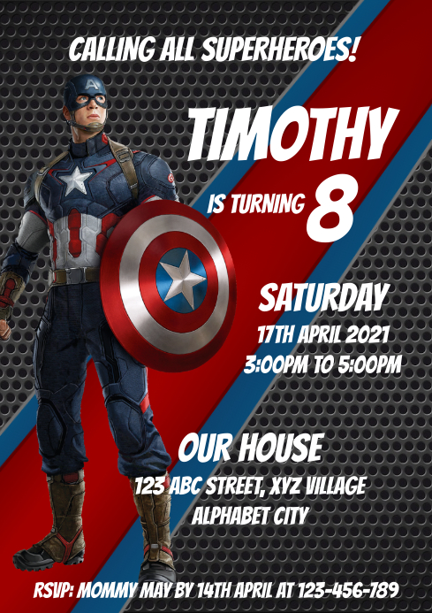 Captain America Birthday Invitation Template | PosterMyWall