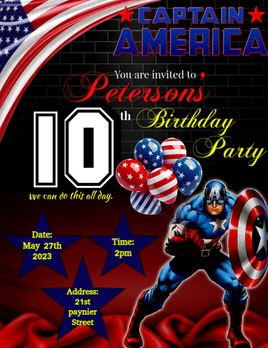 Captain America Invitation Template | PosterMyWall