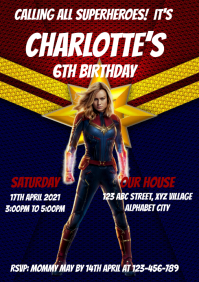 Captain Marvel Birthday Invitation Template | PosterMyWall