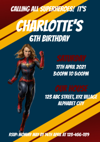 Captain Marvel Birthday Invitation Template | PosterMyWall