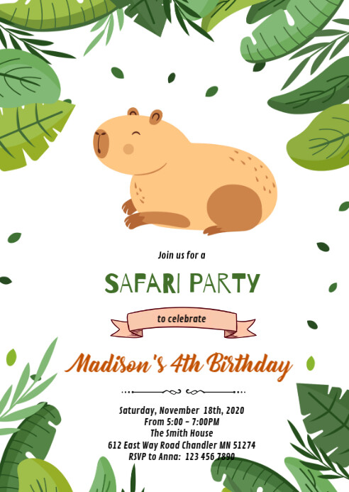 Capybara birthday invitation Template | PosterMyWall