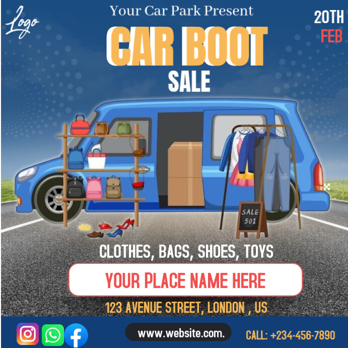 CAR BOOT SALE ONLINE DESIGN FLYER/TEMPLATE | PosterMyWall