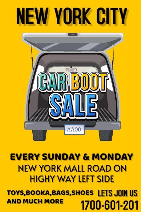 Car Boot Sale Poster Template | PosterMyWall