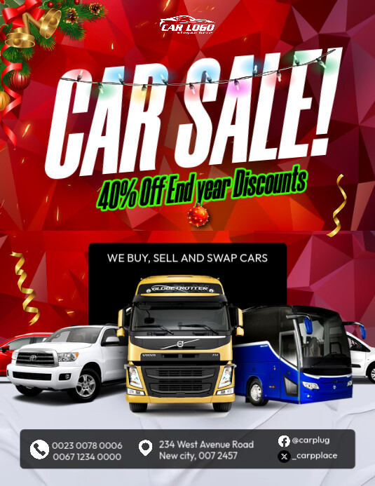 Car dealership sale clearance discount poster end year promotion flyer ...