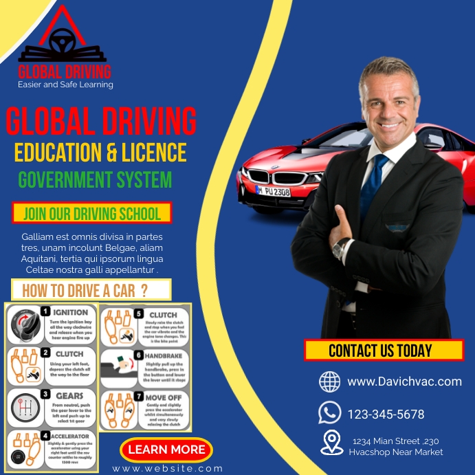 car driving school advertising , car driving Template | PosterMyWall