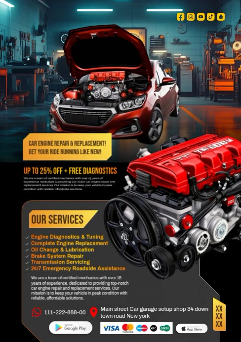 Car engine video template | PosterMyWall
