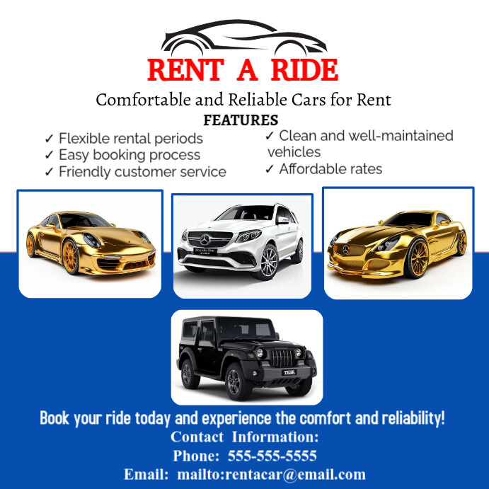Car for Rent Flyer Design Template | PosterMyWall