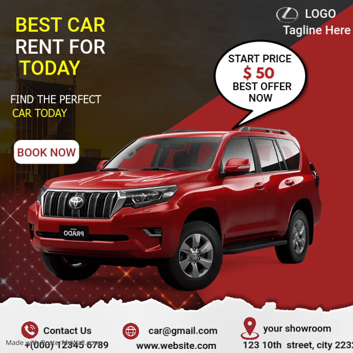 CAR RENT TEMPLATE | PosterMyWall