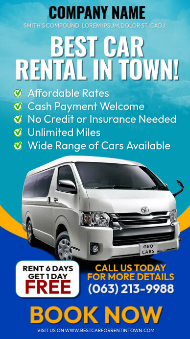 CAR RENTAL Template | PosterMyWall