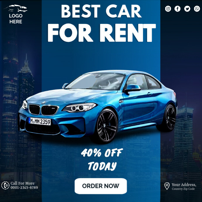Car Rental Instagram Post Template | PosterMyWall