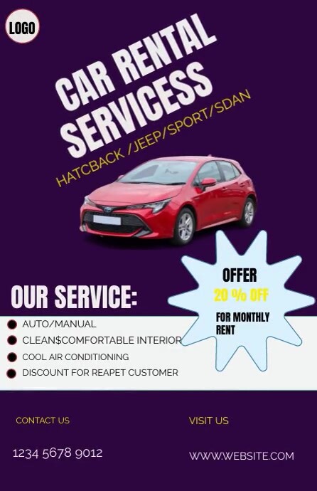 CAR RENTAL SERVICES Template | PosterMyWall