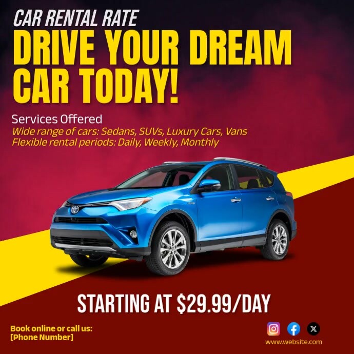 Plantilla de Car Rental Template | PosterMyWall