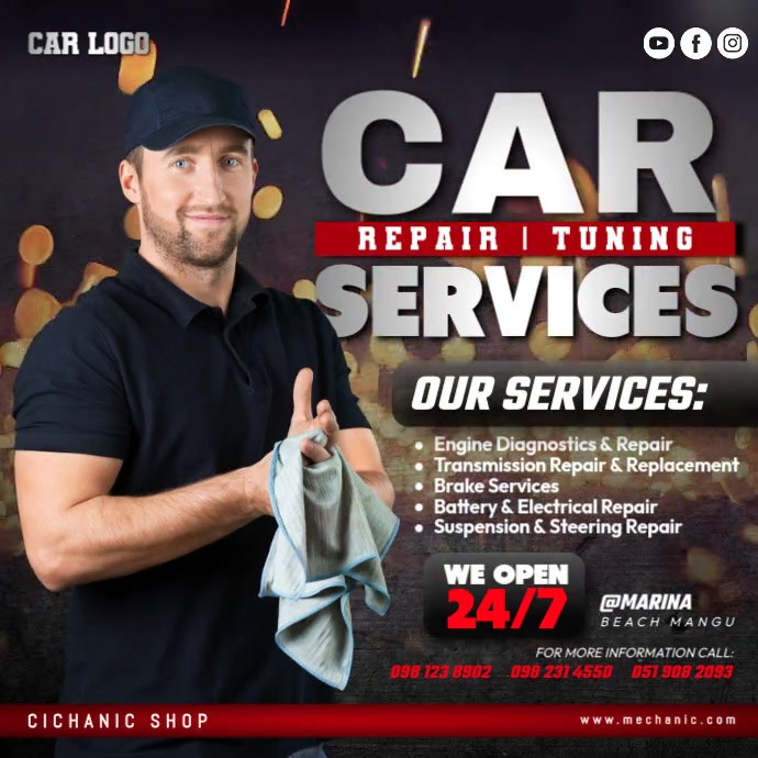 Car Repair Tuning Services Template | PosterMyWall