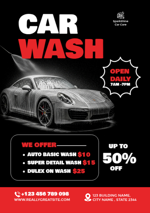 Plantilla de Car Wash — Professional Auto Cleaning Flyer | Editable ...