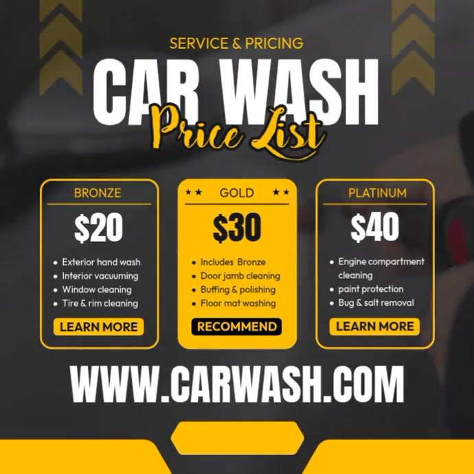 Car Wash Price List Template | PosterMyWall