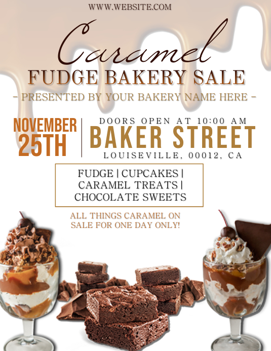 Caramel Fudge Bakery Sale Event Template | PosterMyWall