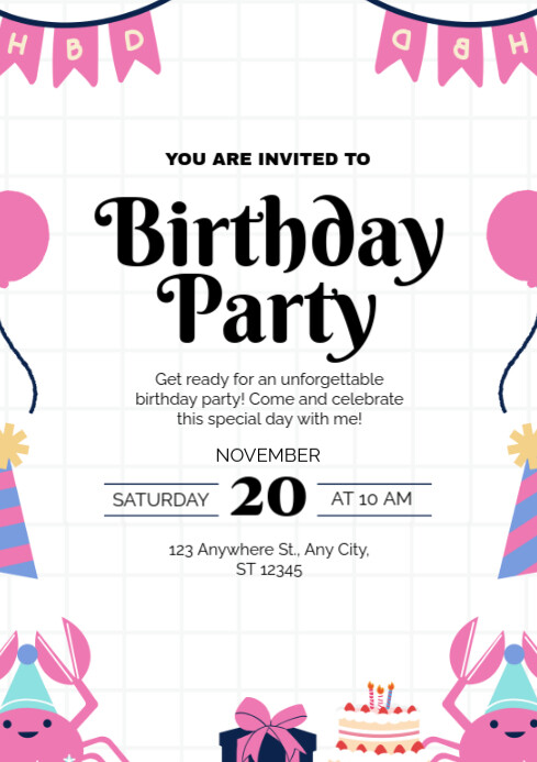 Plantilla de CARD BIRTHDAY PARTY IG POST | PosterMyWall