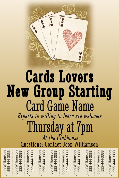 Copy of Card Game Poster Tear-off Tabs | PosterMyWall