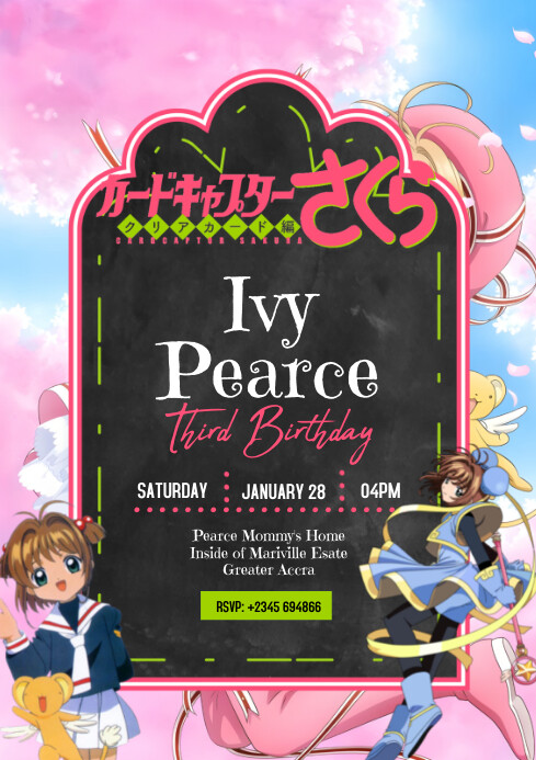 Cardcaptor Sakura Birthday Invitation Template | PosterMyWall