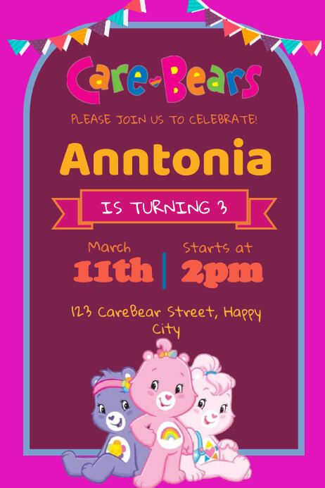 Plantilla de Care Bears Birthday | PosterMyWall