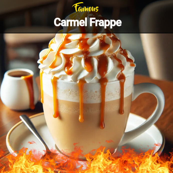 Carmel Frappe Frappuccino Drink Frozen Coffee Template | PosterMyWall