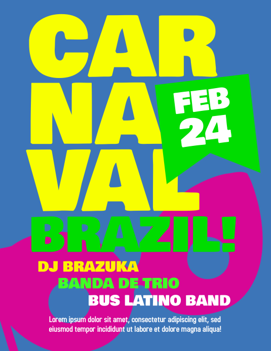 Carnaval Brazil carnival party flyer Template | PosterMyWall