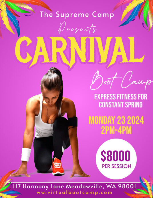 Copy of Carnival Boot Camp , Fitness Goals ,Workout | PosterMyWall