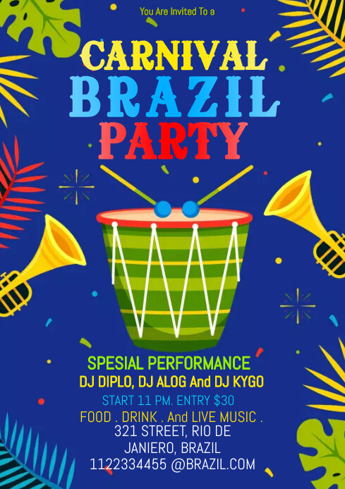 carnival brazil Template | PosterMyWall
