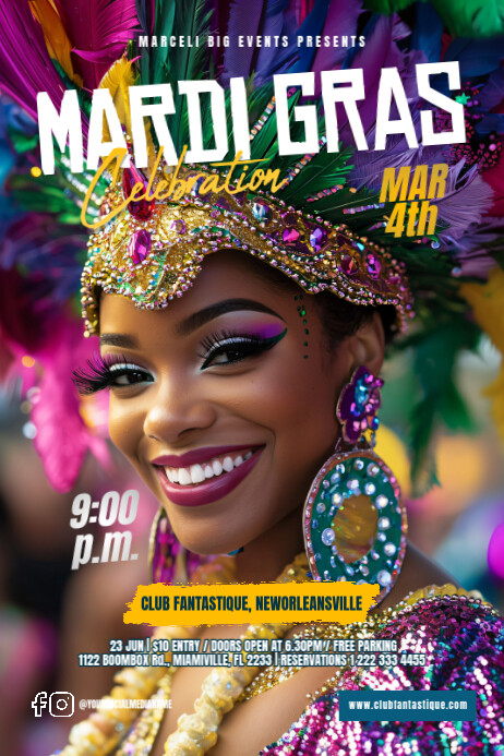 Modèle Carnival Mardi Gras Poster Template | PosterMyWall