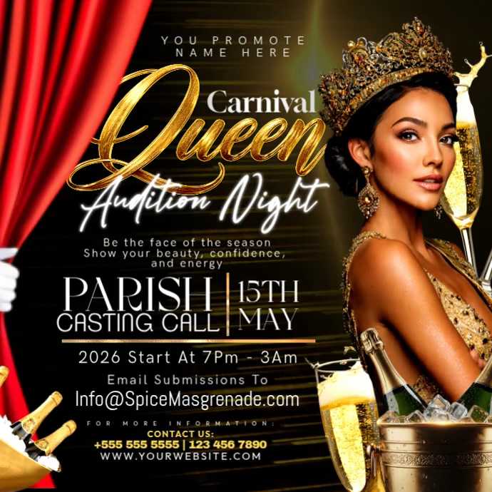 Carnival Queen Audition Night 2026 Template | PosterMyWall