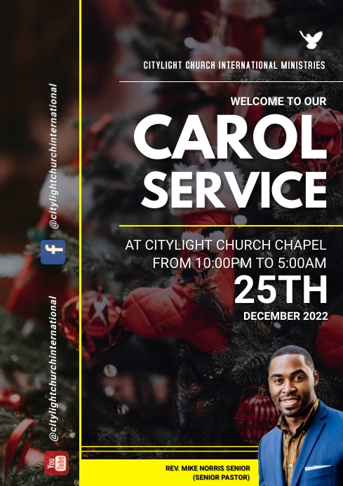 carol service flyer template | PosterMyWall