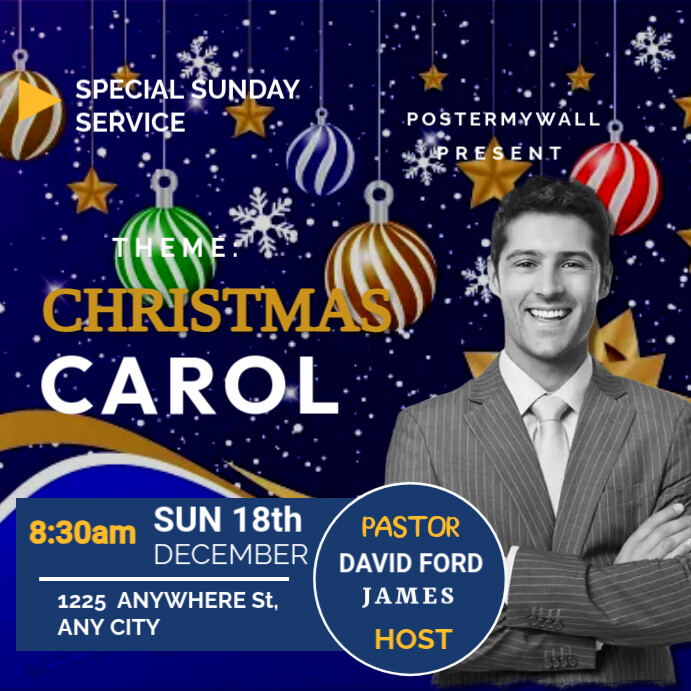 Plantilla de Carol Sunday service invitation template flye | PosterMyWall