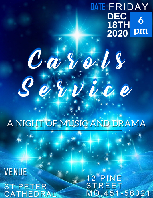 Carols Night Service Flyer Template | PosterMyWall
