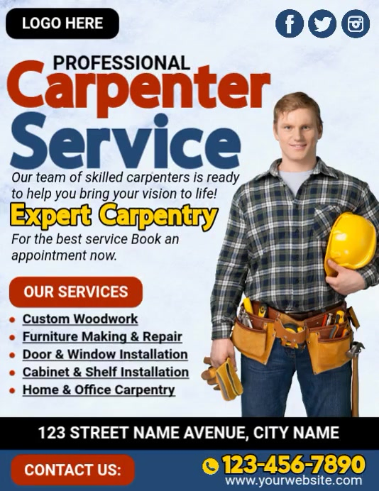 Carpenter Services Ads Template | PosterMyWall