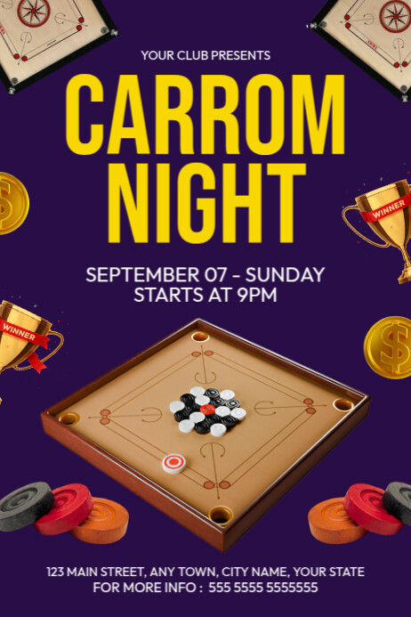 Carrom Board Night Template | PosterMyWall