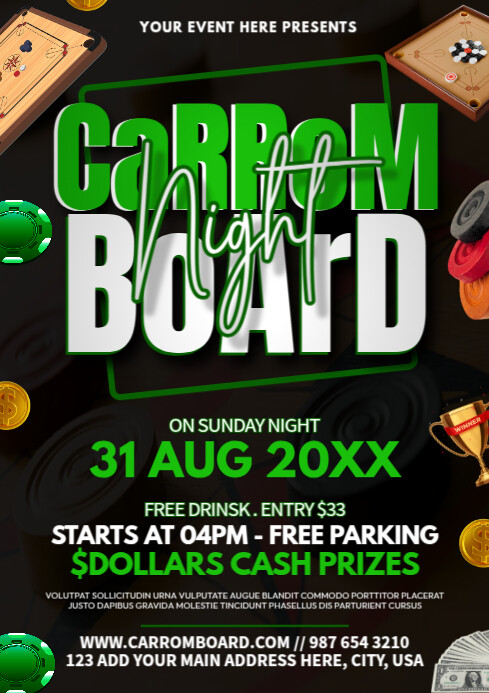 Copy of Carrom Board Night | PosterMyWall