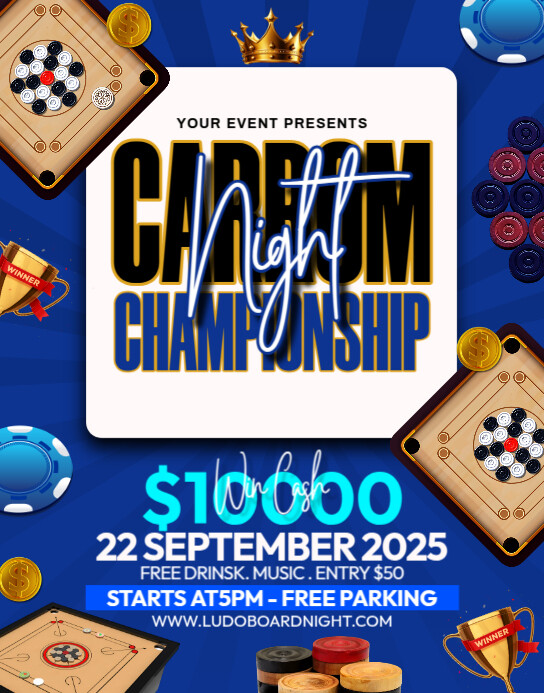 Plantilla de Carrom Championship | PosterMyWall
