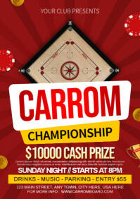 Red Carrom Championship Posters Template | PosterMyWall
