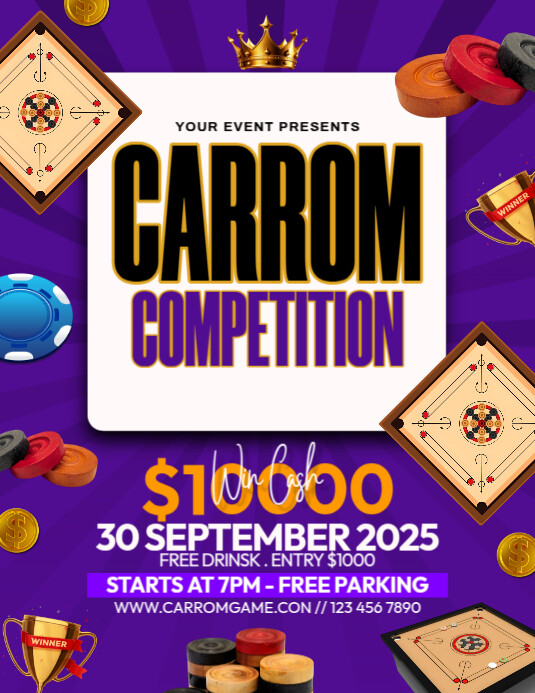 Plantilla de Carrom Competition | PosterMyWall