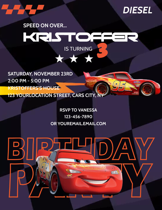 Cars 2 Invitation Template Cars Birthday Invitation – Printable