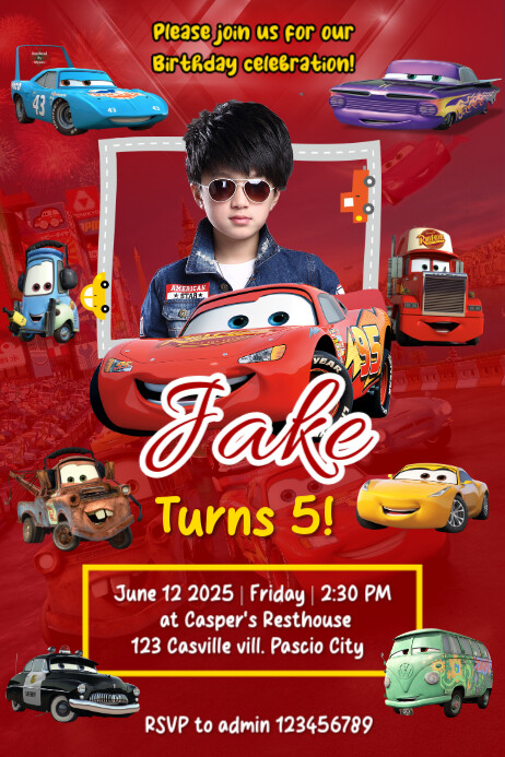 Copy of Cars 2 Birthday Template | PosterMyWall