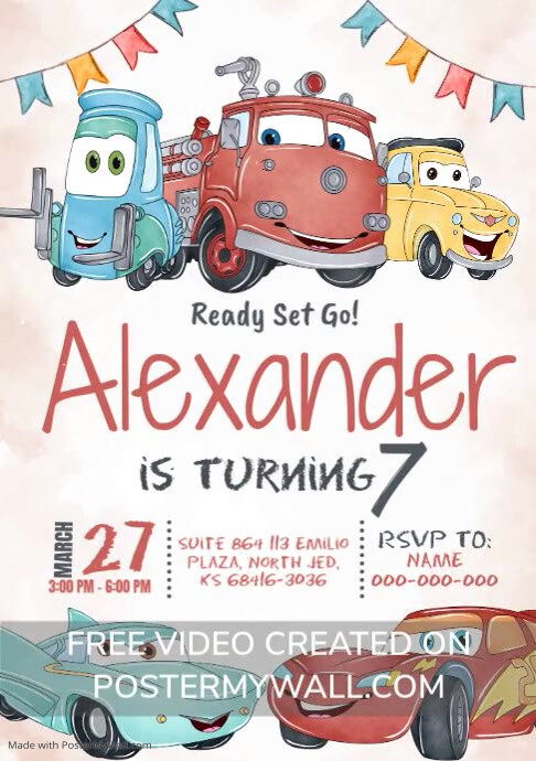 Cars Birthday Invitation Template | PosterMyWall