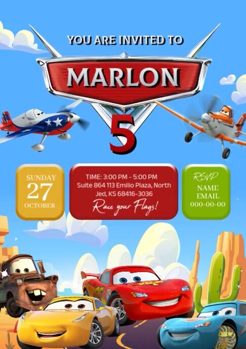 Cars Birthday invitation Template | PosterMyWall