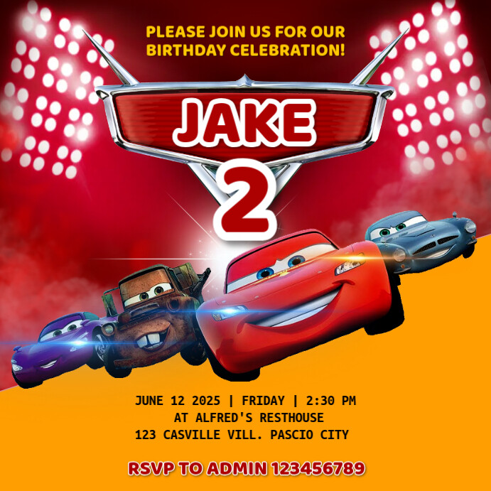 Cars Birthday Invitation Template | PosterMyWall