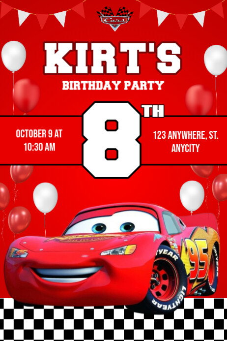 Plantilla de Cars Birthday Party Invitation | PosterMyWall