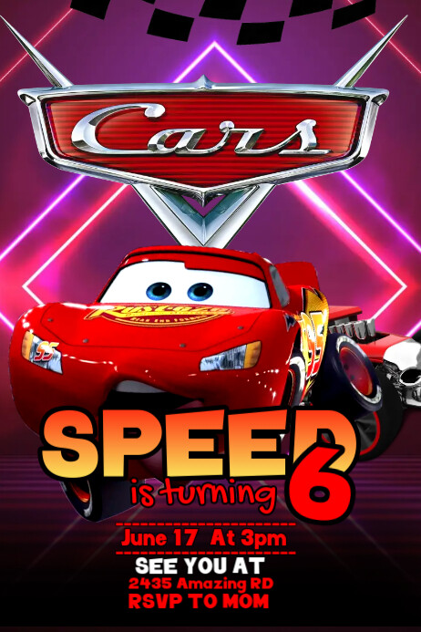 Cars Birthday Theme Template | PosterMyWall